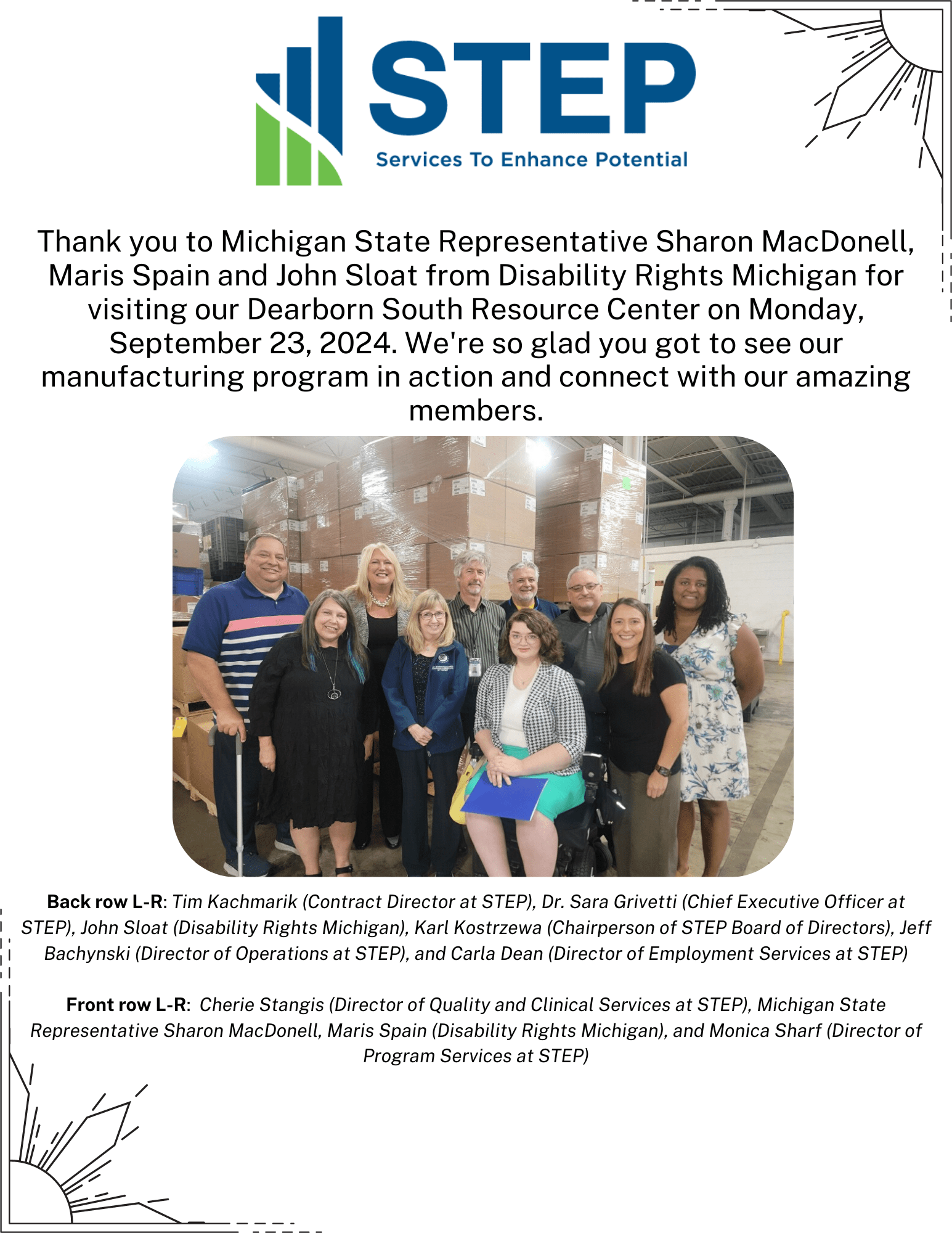 Michigan State Representative Sharon MacDonell visits STEP – Services ...